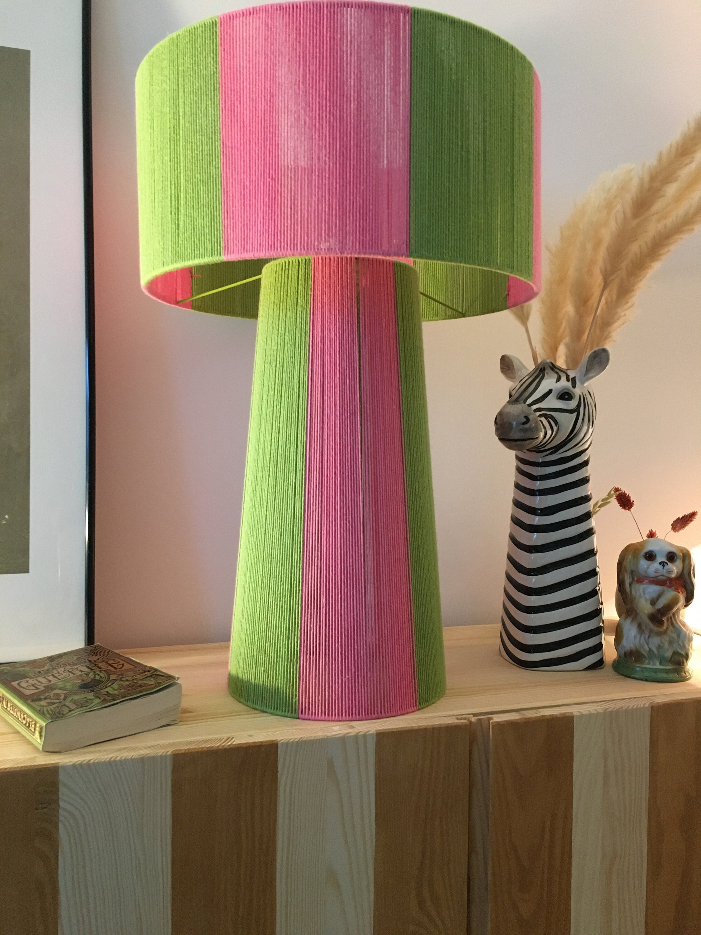 Table Lamp, Handmade, Cotton Thread Weave, Stripes - Etsy