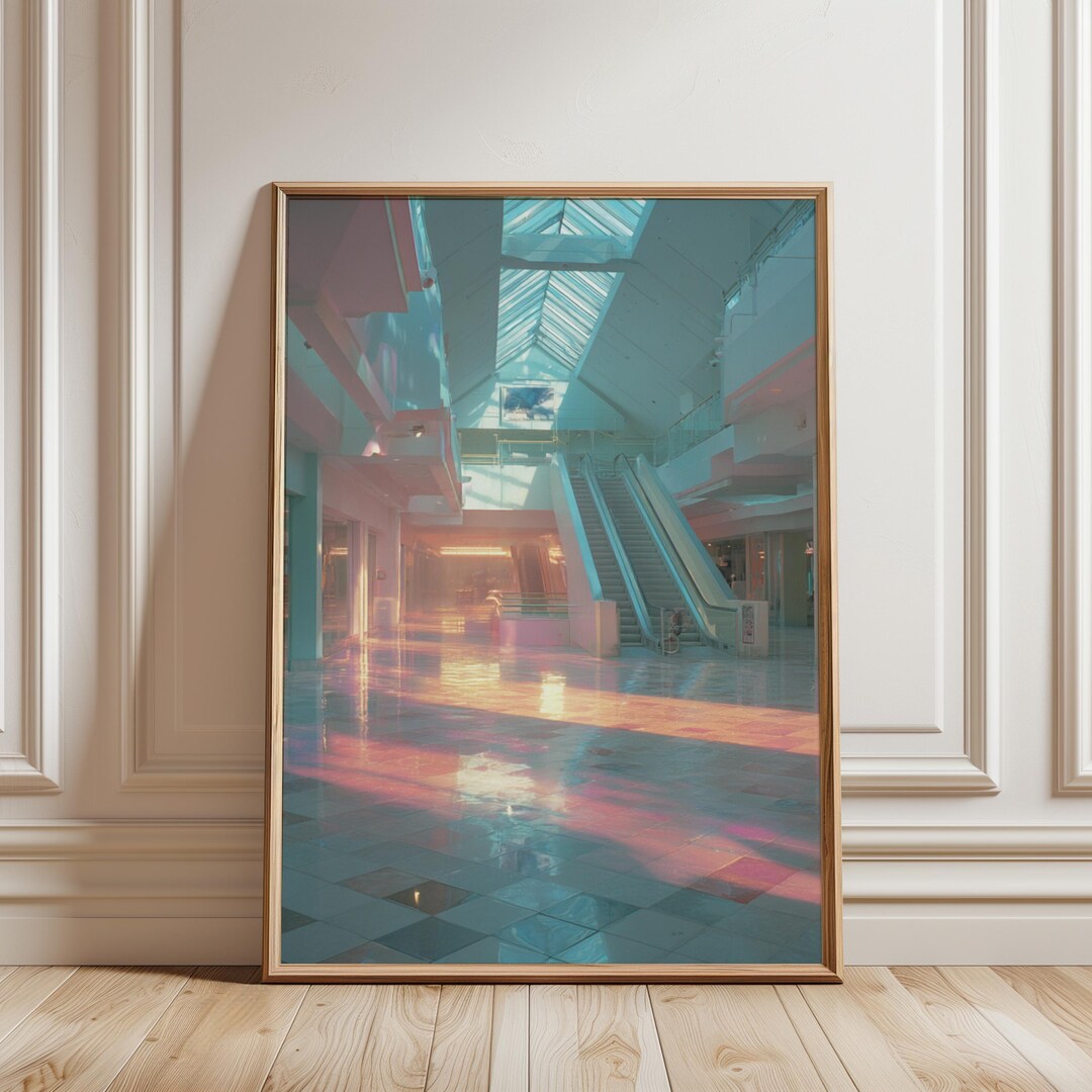 Neon Dreamcore Mall Print, Vaporwave Liminal Space Photography, Soft ...