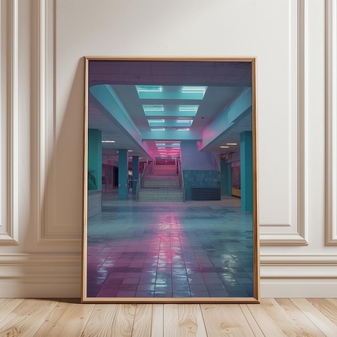 Surreal Dreamcore Mall Night Print, Liminal Space Photography, Pastel ...