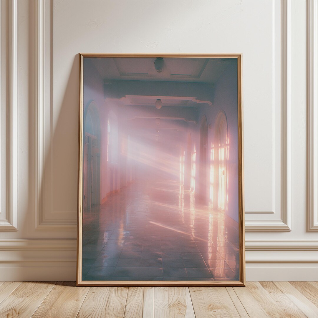 Dreamcore Wall Art Print, Liminal Space Hallway, Soft Pastel Light ...