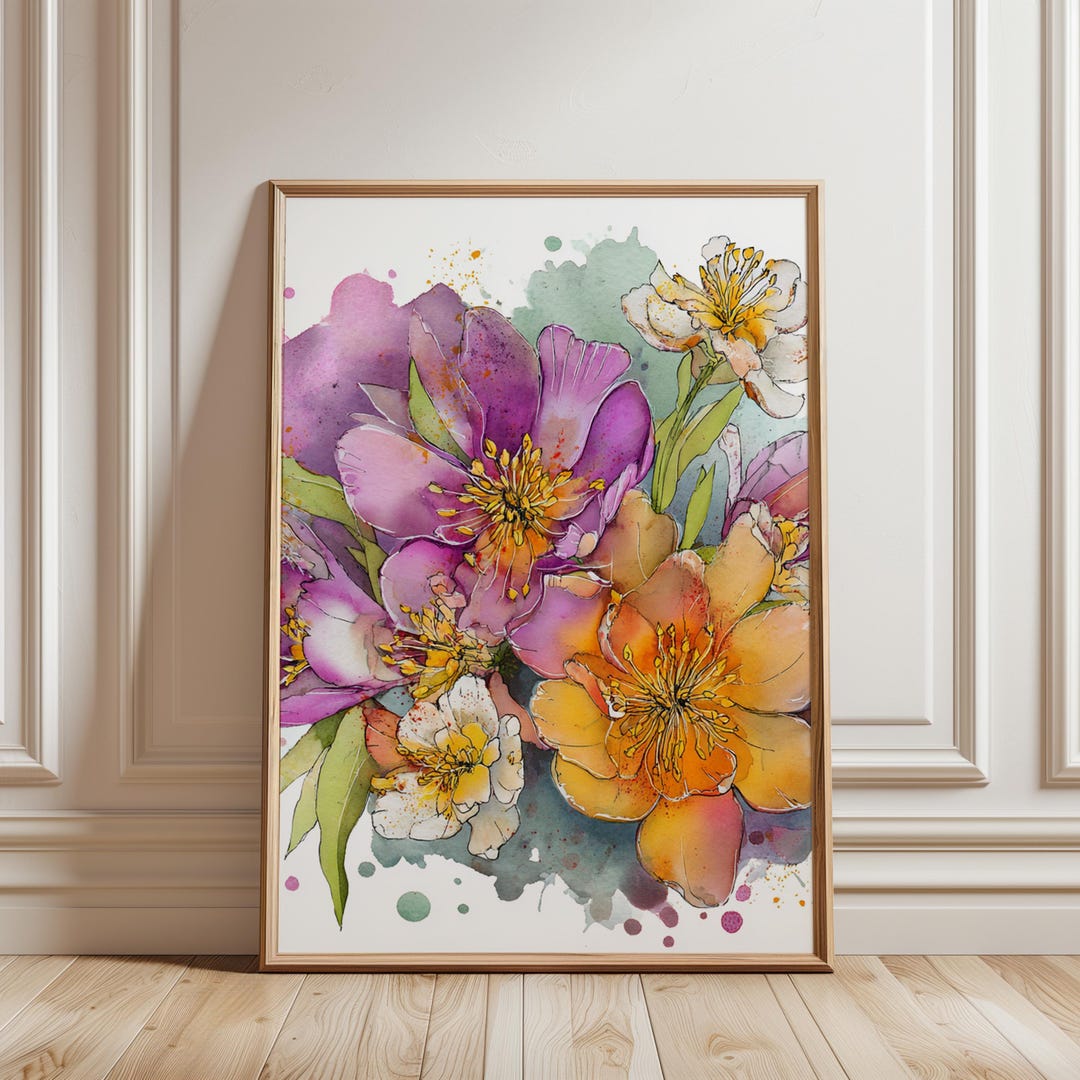 Soft Bloom Wall Art | Pastel Spring Flowers | Digital Botanical Print ...