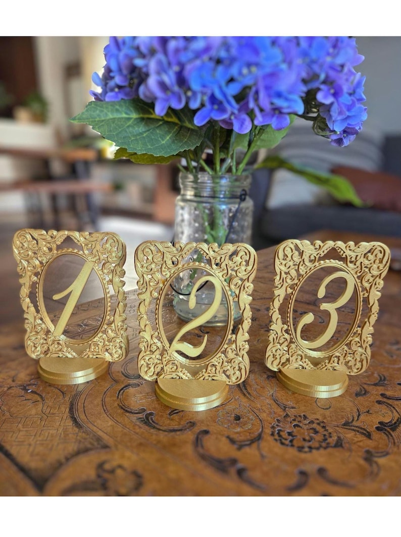Ornate 3D Printed Table Numbers – Elegant Table Decor, Suitable for ...