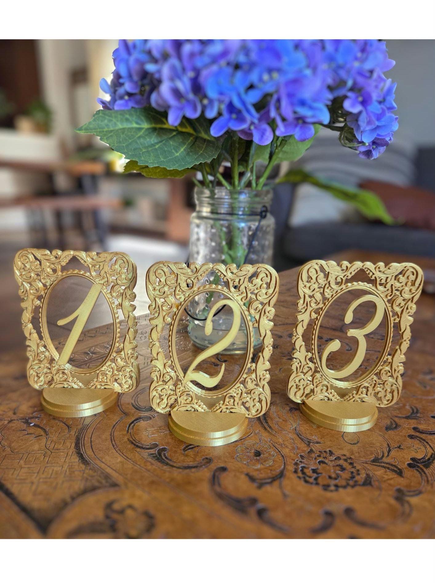 Ornate 3D Printed Table Numbers – Elegant Table Decor, Suitable for ...