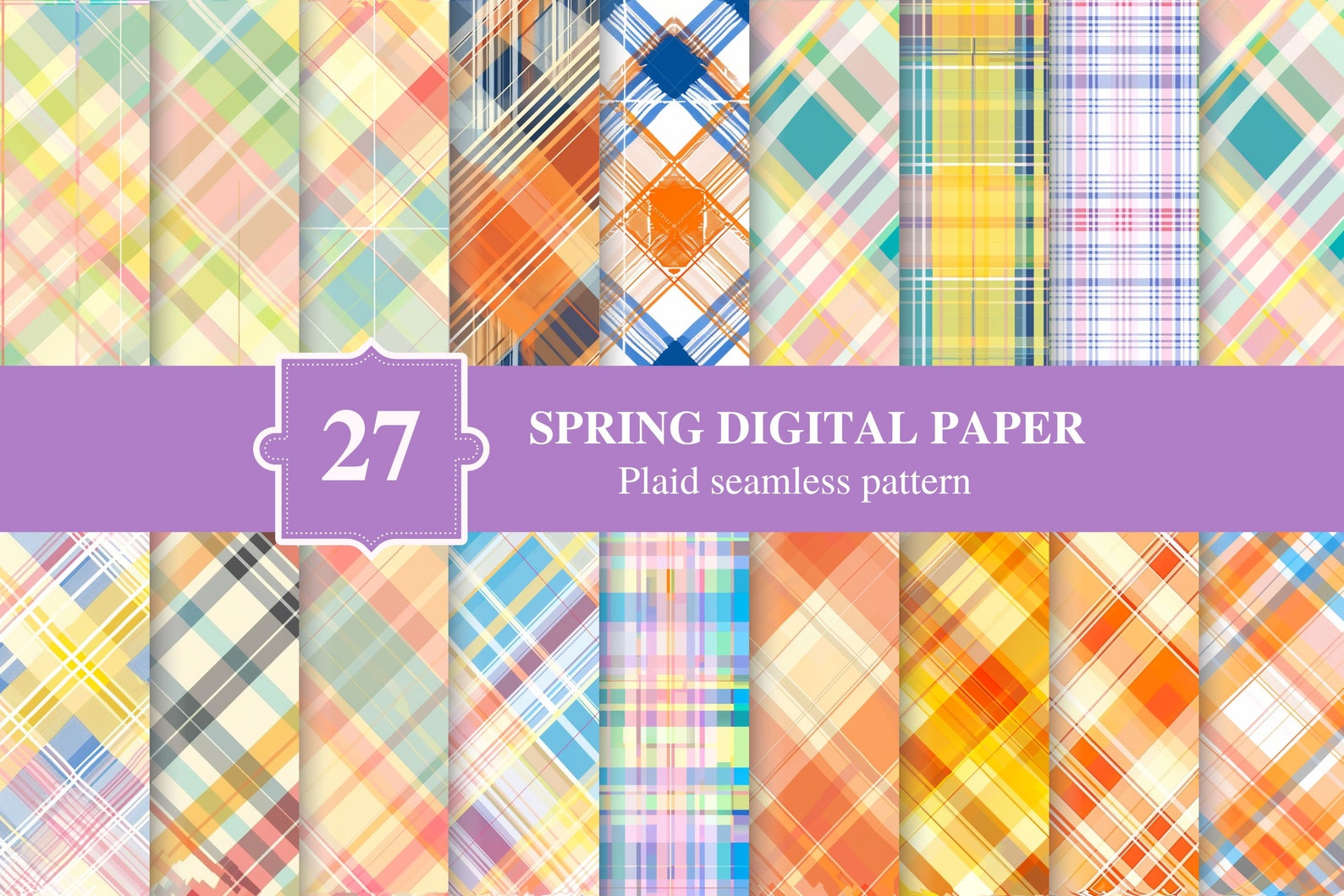 Spring Plaids Digital Paper Printables Decoupage - Etsy