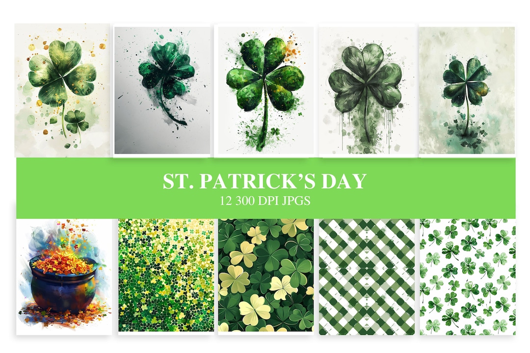 St. Patrick's Day Digital Paper Printable Decoupage - Etsy