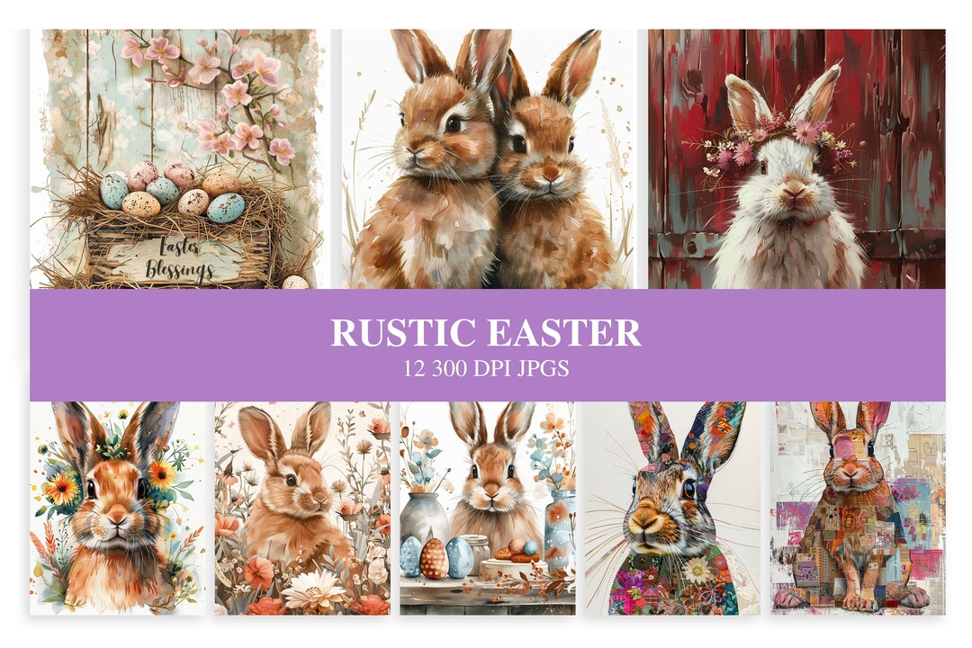 Rustic Easter Digital Paper Printable Decoupage - Etsy
