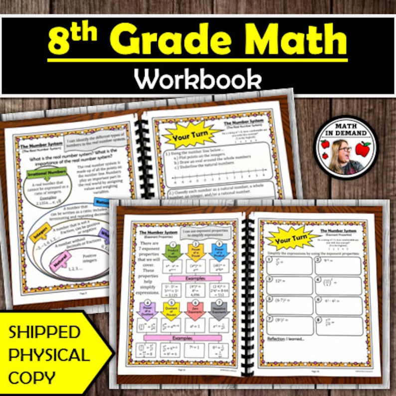 8th Grade Math Workbook - Etsy