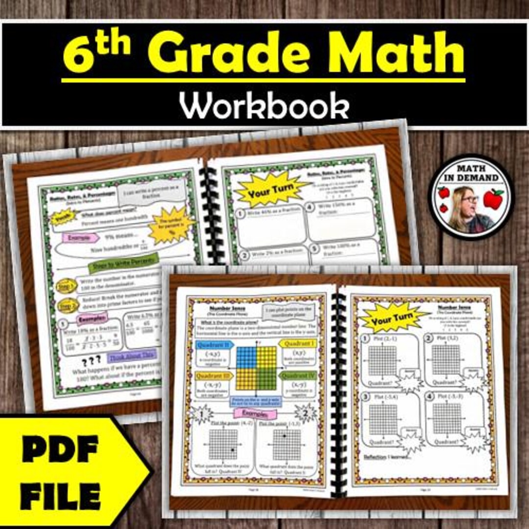 6th Grade Math Workbook Digital File PDF - Etsy