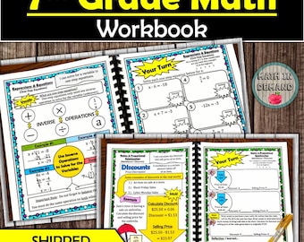 7th Grade Math Workbook Digital File (PDF) - Etsy