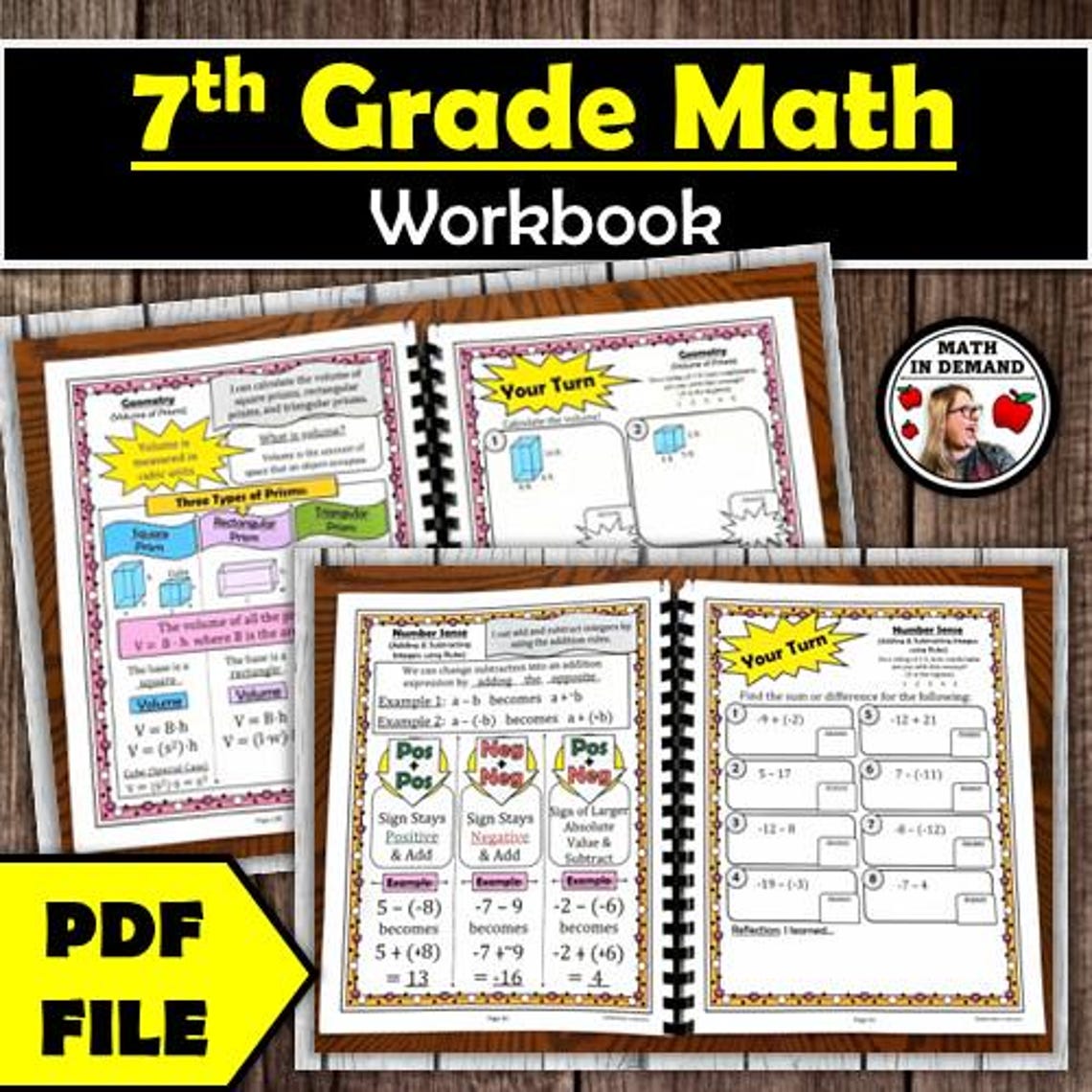 7th Grade Math Workbook Digital File (PDF) - Etsy