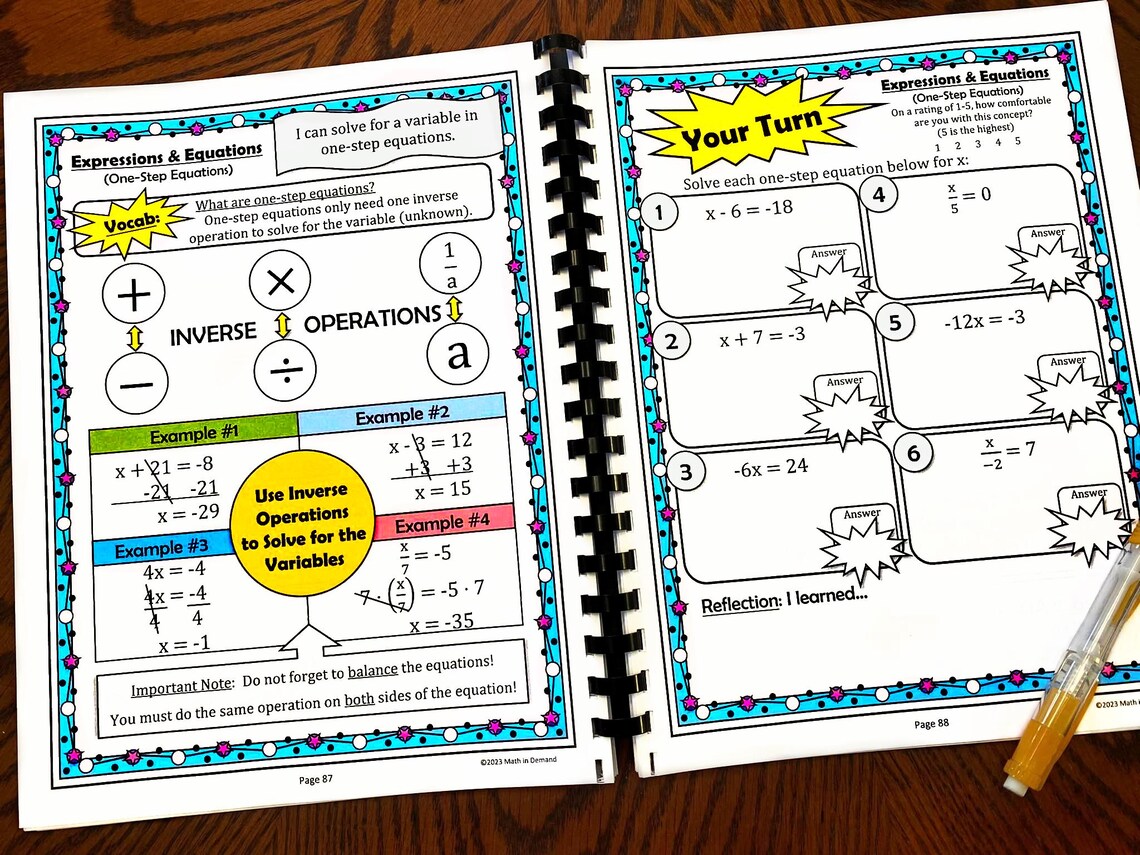 7th Grade Math Workbook Digital File (PDF) - Etsy
