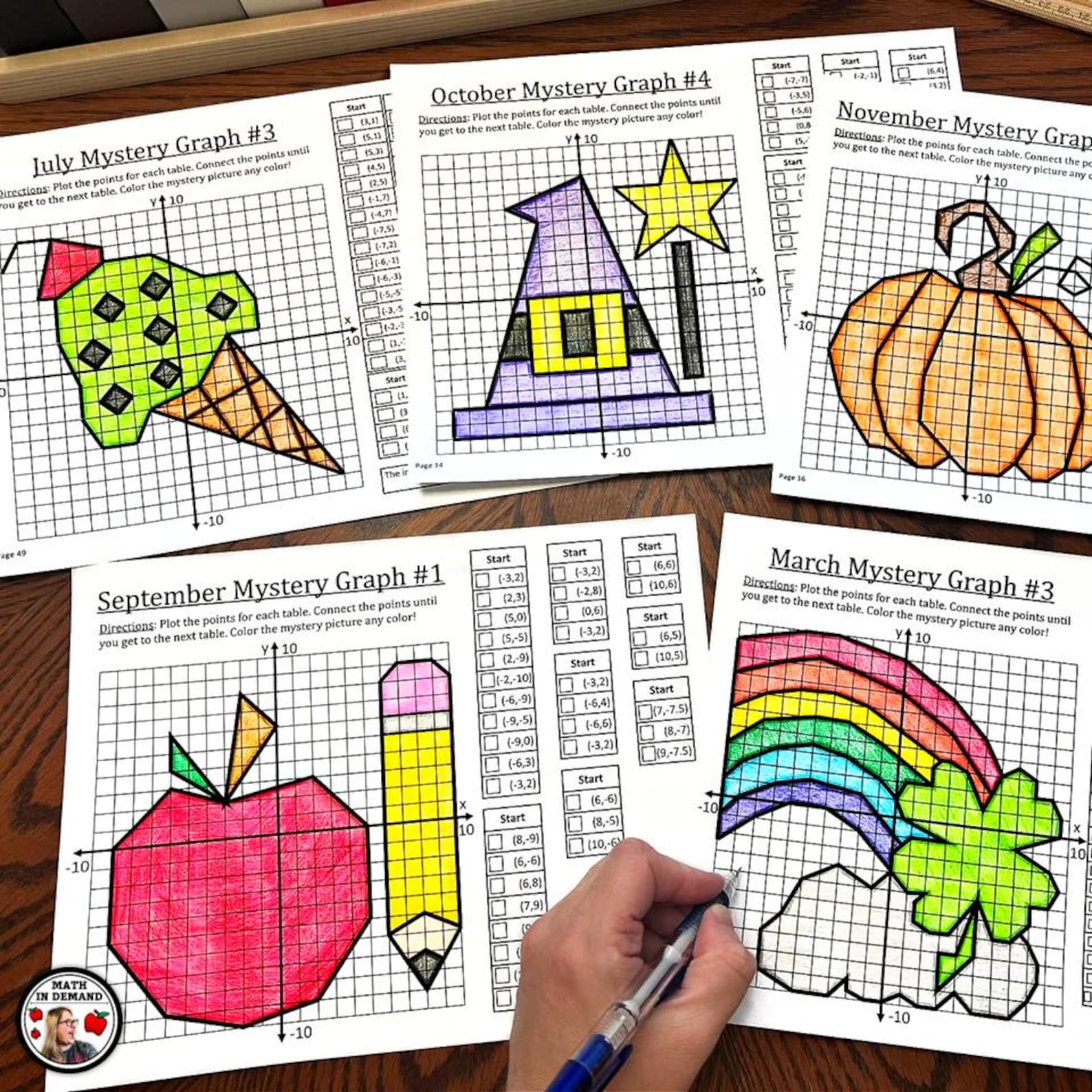 Math Mystery Graphs Book All 4 Quadrants (physical Copy) - Etsy