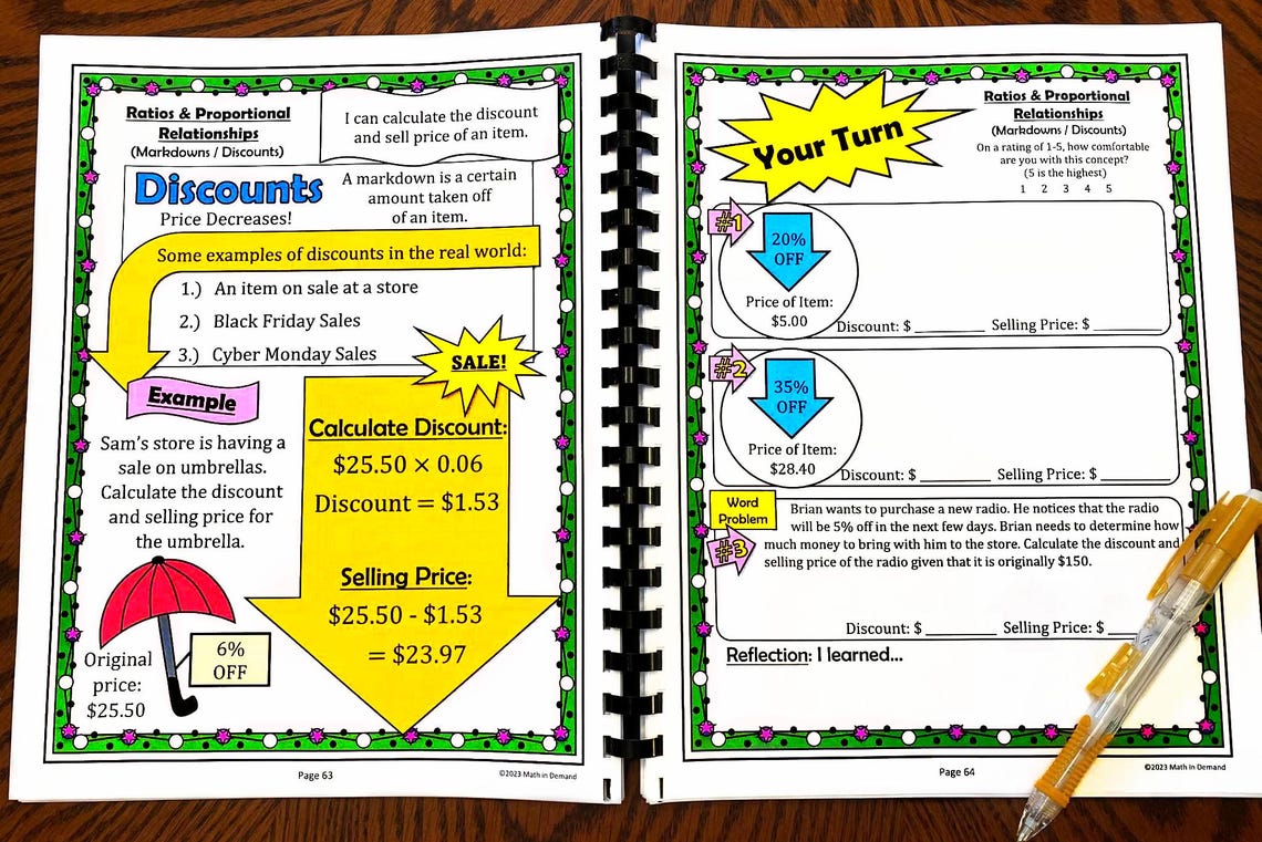 7th Grade Math Workbook Digital File (PDF) - Etsy