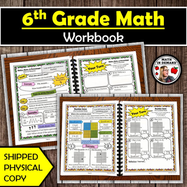 6th Grade Math Workbook - Etsy