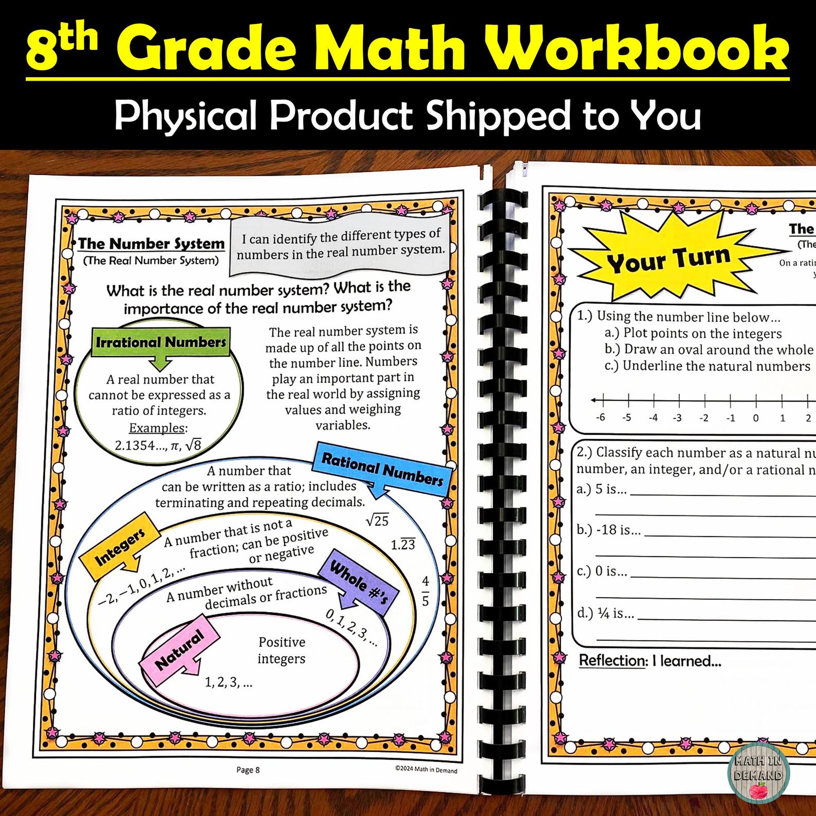 8th Grade Math Workbook - Etsy