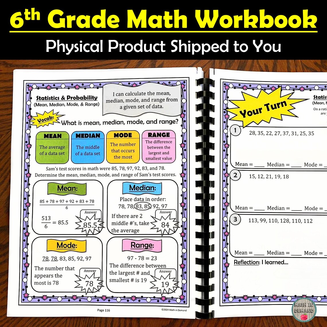 6th Grade Math Workbook - Etsy