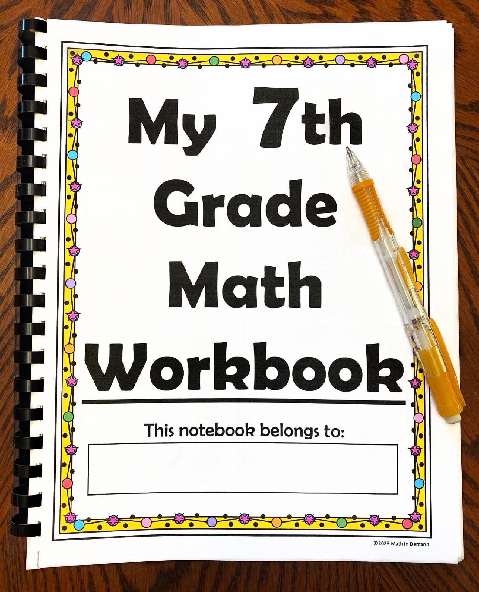 7th Grade Math Workbook Digital File (PDF) - Etsy