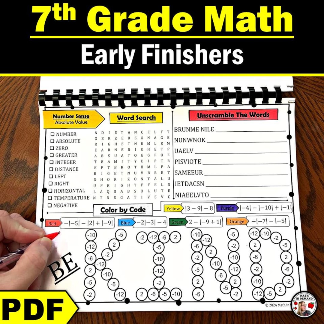 7th Grade Math Early Finishers DIGITAL (PDF FILE) - Etsy