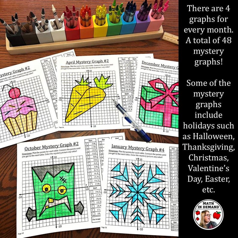 Math Mystery Graphs Book All 4 Quadrants (physical Copy) - Etsy