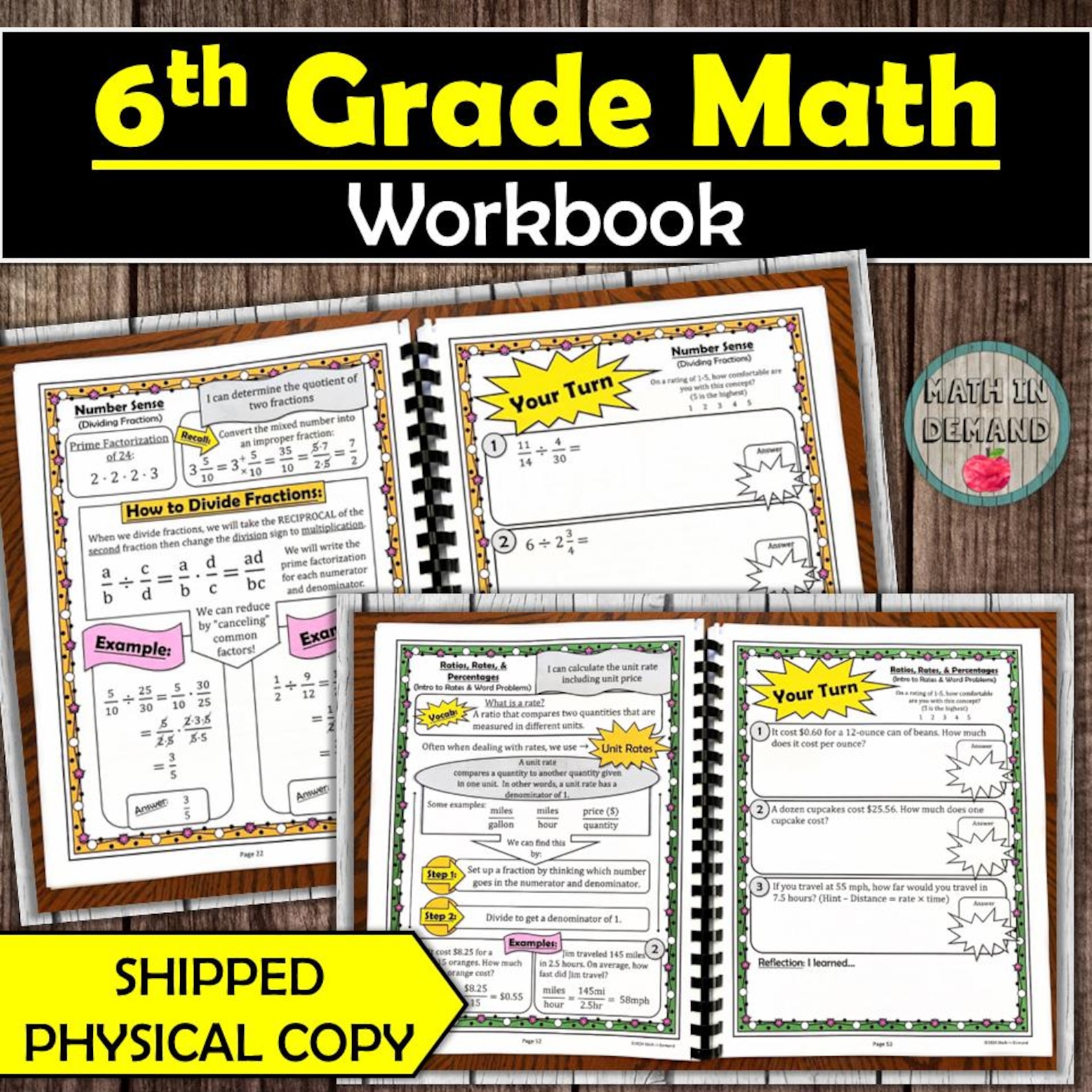 6th Grade Math Workbook - Etsy
