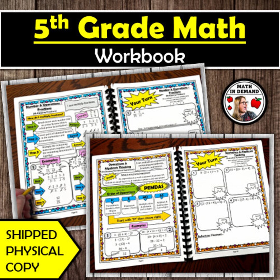 5th Grade Math Workbook - Etsy