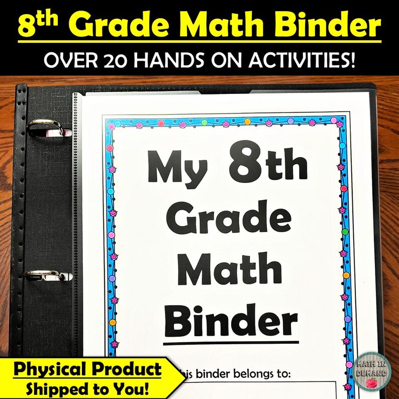 8th Grade Math Binder (physical Product) - Etsy