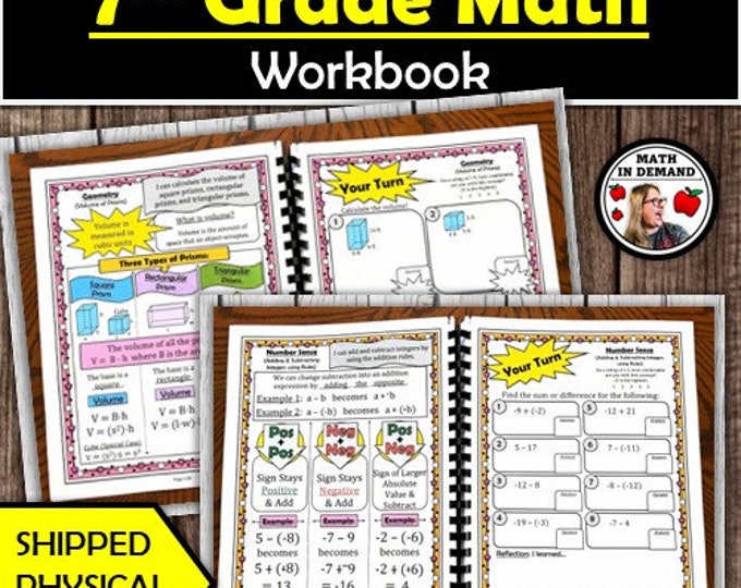 7th Grade Math Workbook - Etsy