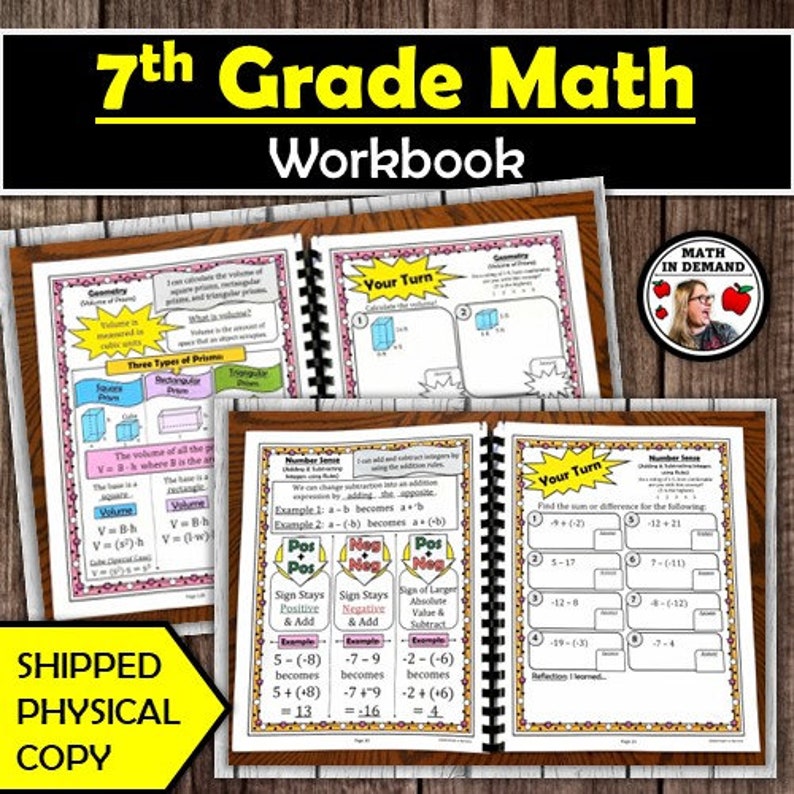 7th Grade Math Workbook - Etsy