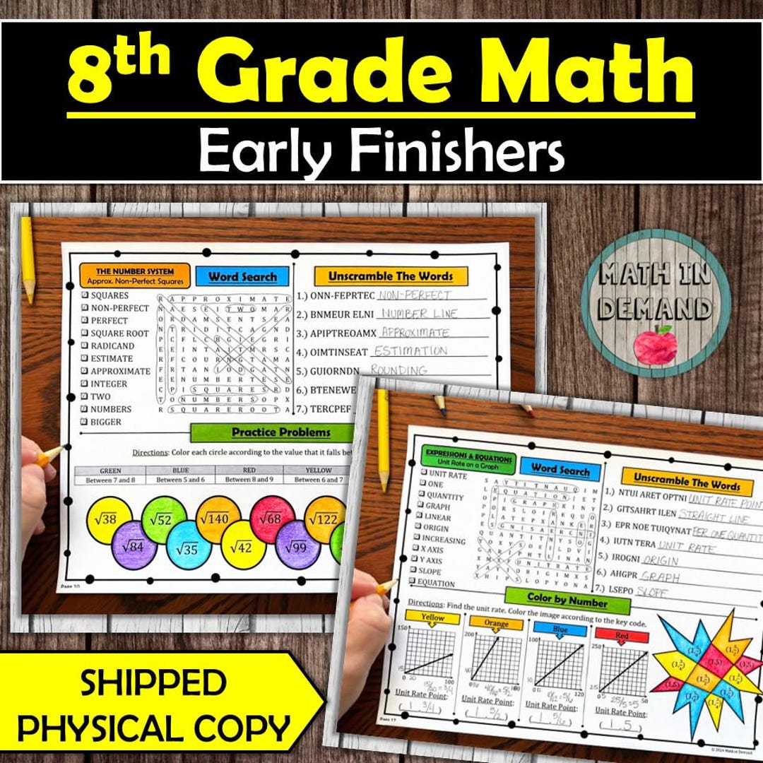 8th Grade Math Early Finishers (physical Copy) - Etsy