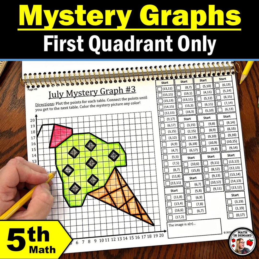 Math Mystery Graphs Book First Quadrant Only (physical Copy) - Etsy