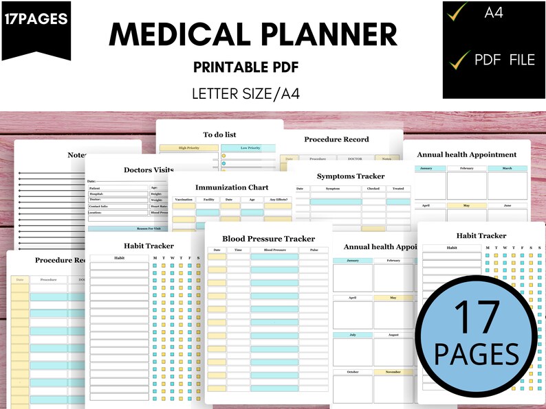 Medical Planner Printable Healthcare Planner Medication Tracker Medical ...