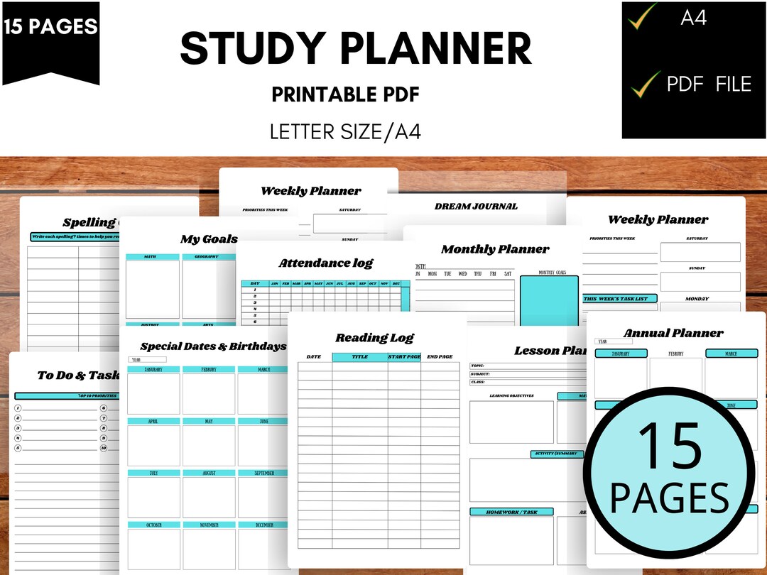 Study Planner Printable, Print at Home Study Plan, Student Planning ...