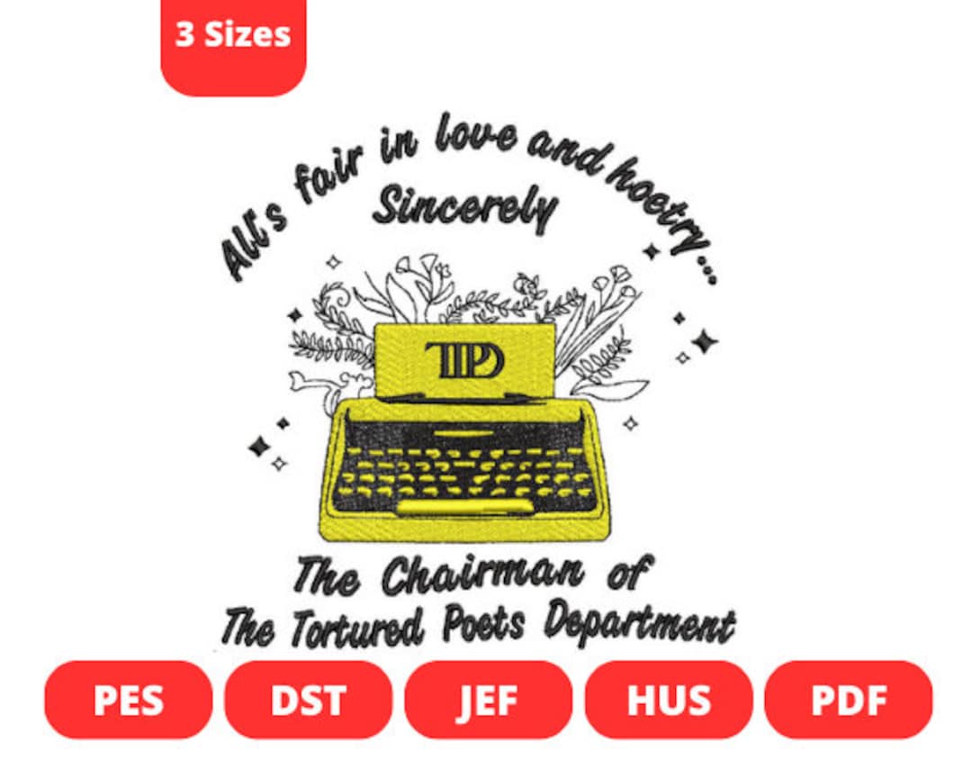 Taylor Swift TTPD Embroidery Design Digital Embroidery File - Etsy