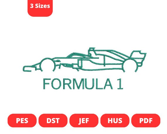 Formula 1 Car Embroidery Design Digital Embroidery File - Etsy