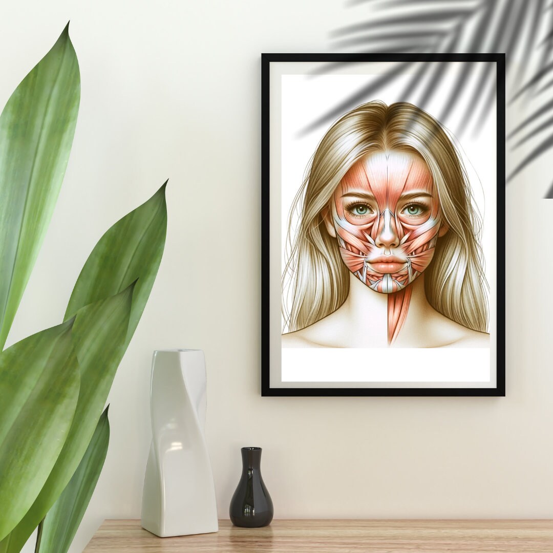 Facial Anatomy Art, Face Anatomy Poster, Facial Filler, Facial Muscles ...