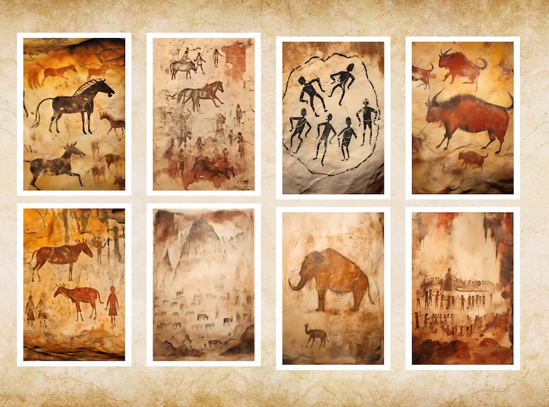 15 PC Cave Paintings Set | Prehistoric Art | Digital Printables ...