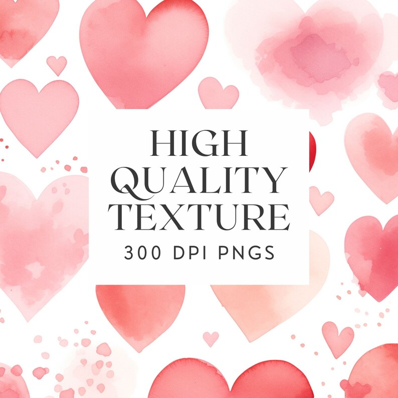 Watercolor Heart Texture Pack, Digital Paper, Scrapbooking Background ...