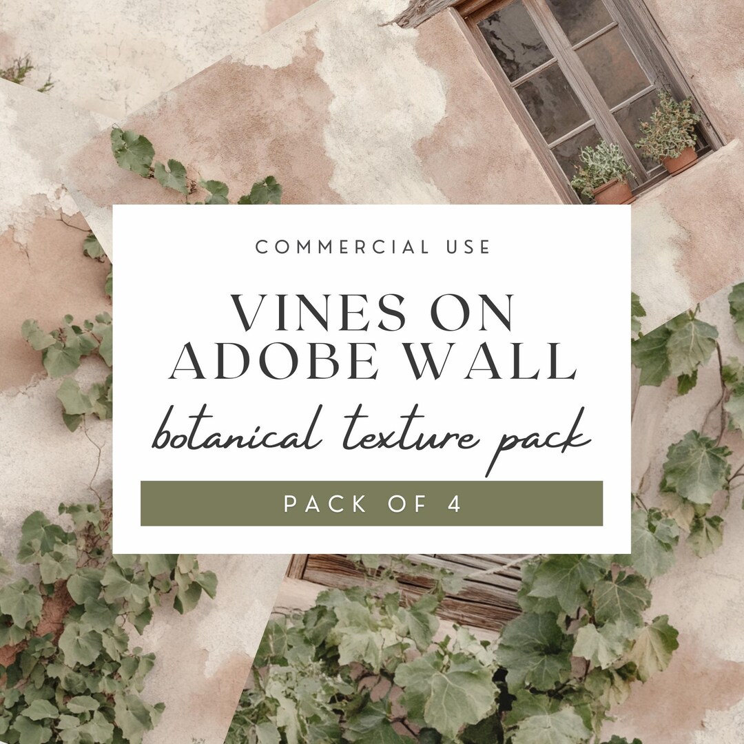 Botanical Wall Texture Pack, Vines on Adobe Wall, Digital Download ...