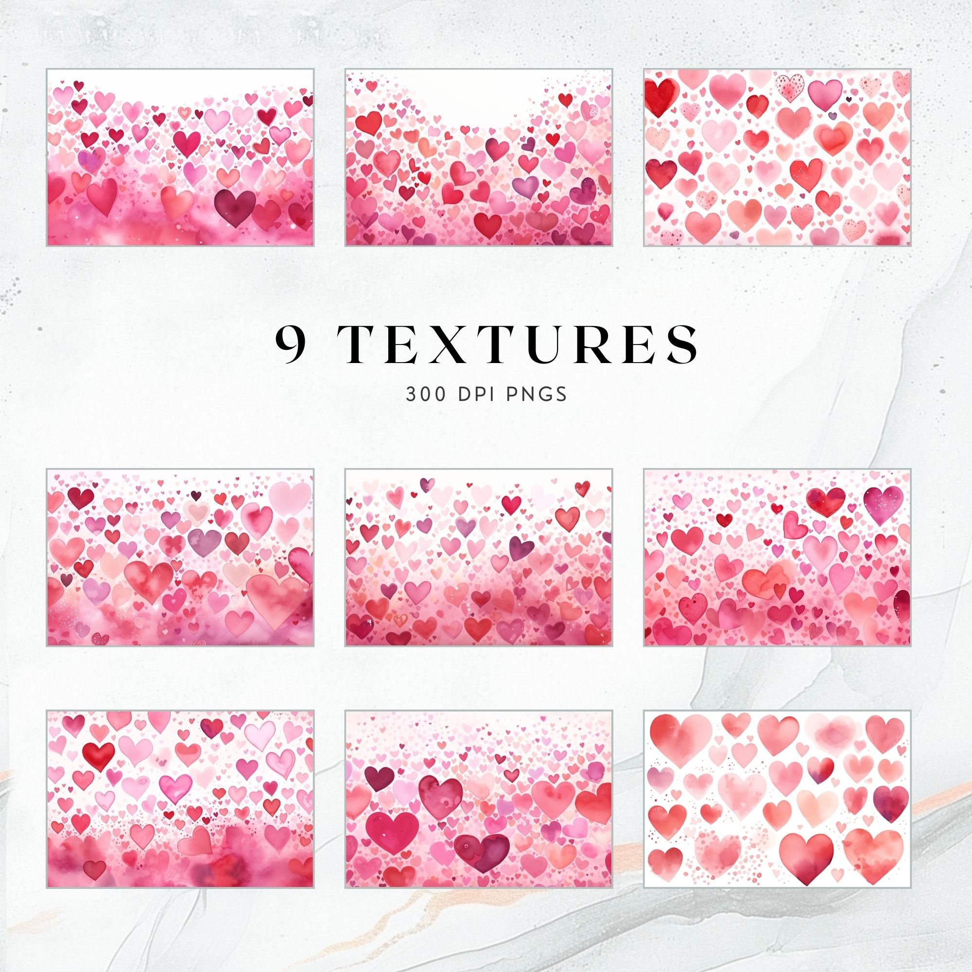 Watercolor Heart Texture Pack, Digital Paper, Scrapbooking Background ...