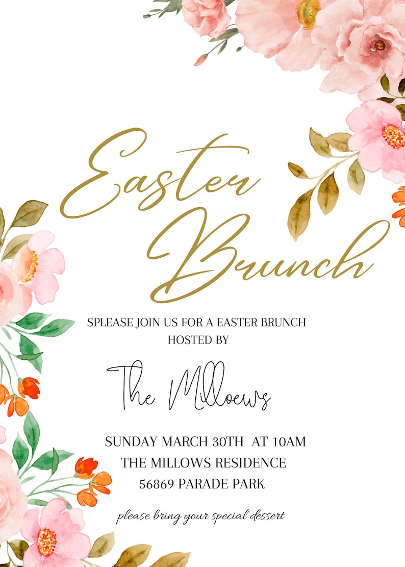 Easter Brunch Invitation, Easter Brunch Invite, Easter Invitation ...