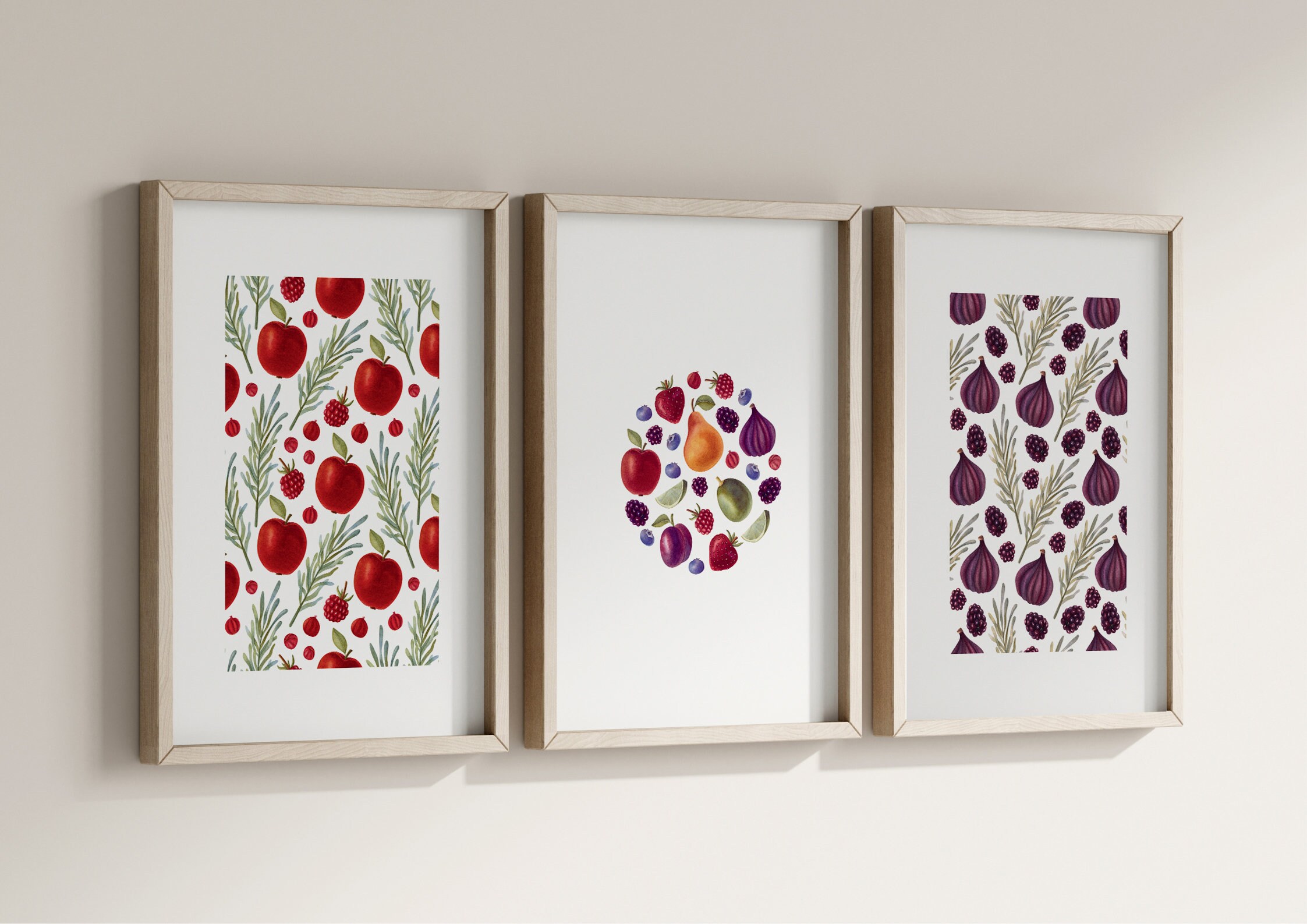 Set of 3 Seasonal Fruit Posters, to Download, Poster for Kitchen, Wall ...
