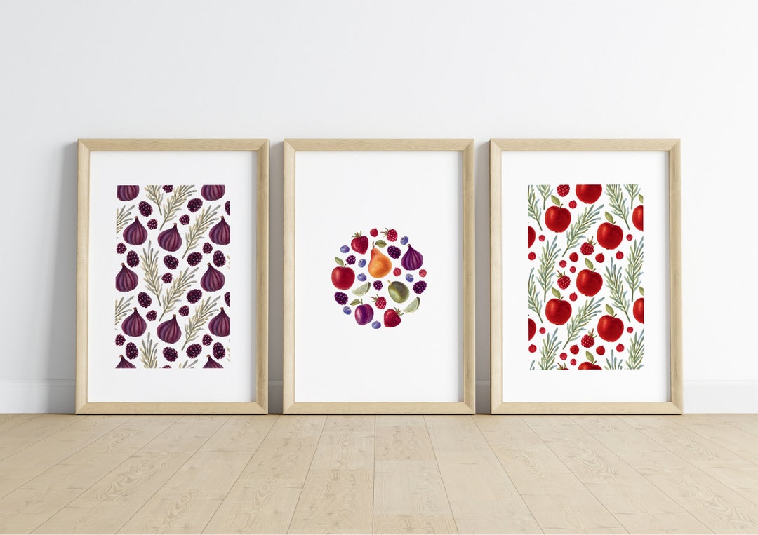 Set of 3 Seasonal Fruit Posters, to Download, Poster for Kitchen, Wall ...