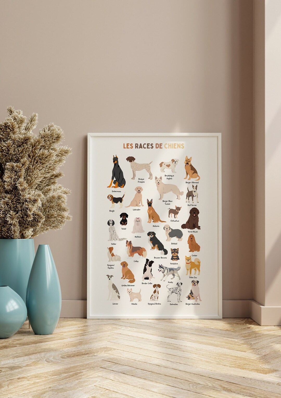 Dog Breed Poster, Dog Illustration, Animal Lover Poster, Dog Poster ...