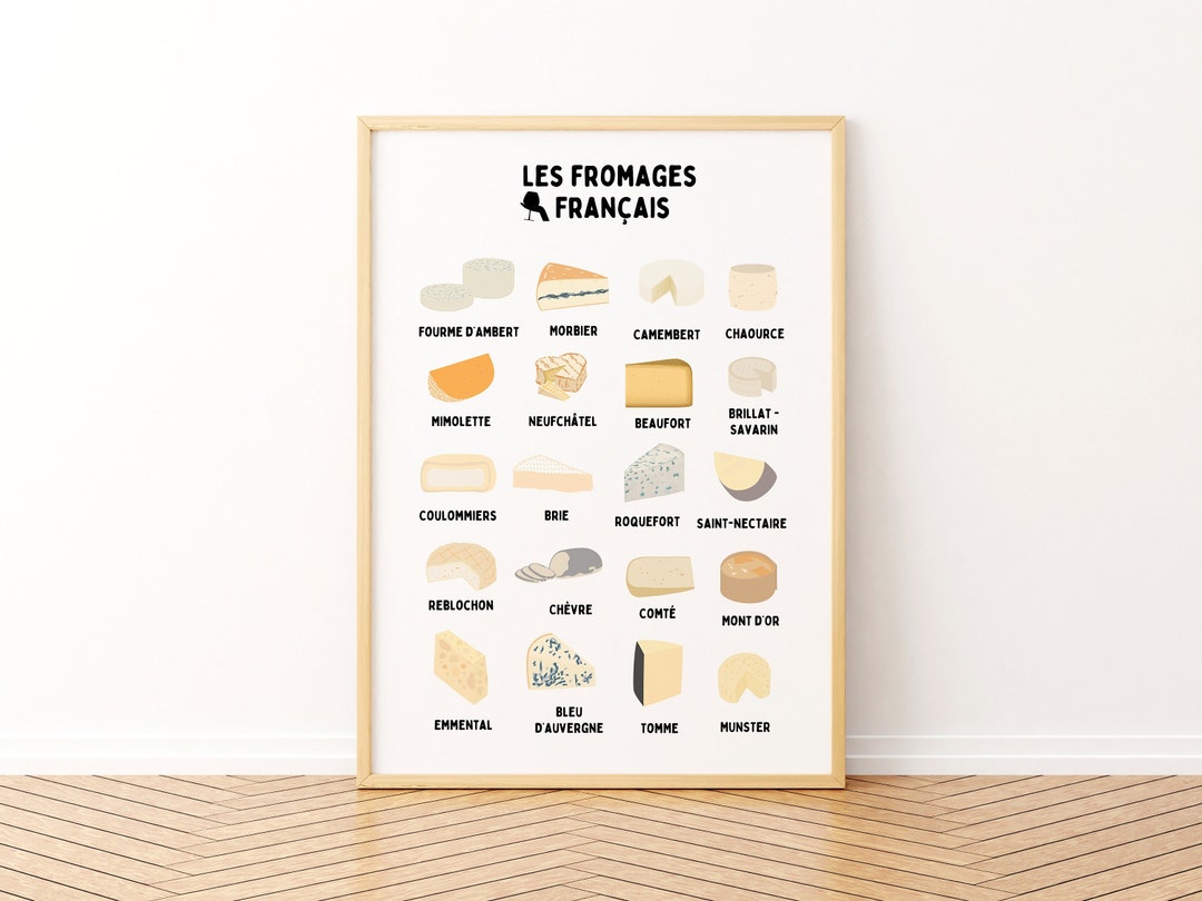 French Cheese Poster, Kitchen Poster, French Gastronomy Poster, Food ...