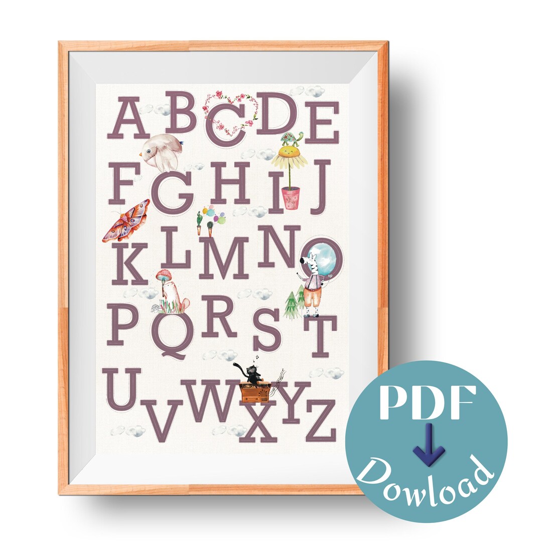 Watercolor ABC Poster: Nursery Alphabet Printable Wall Art (digital ...