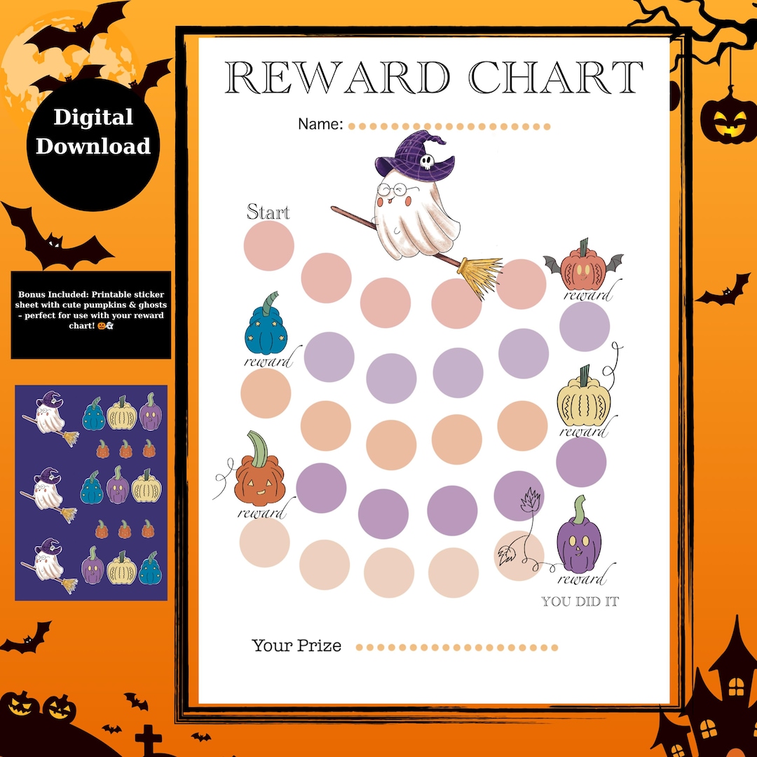 Halloween Reward Chart: Ghost & Pumpkin Stickers (digital Download) - Etsy
