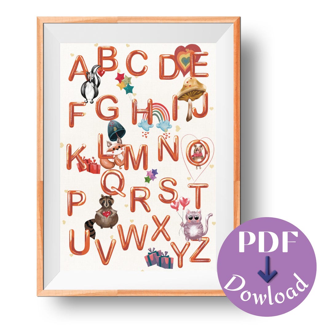 ABC Wall Art, Nursery Alphabet Printable Wall Art, Watercolor ABC, Abc ...