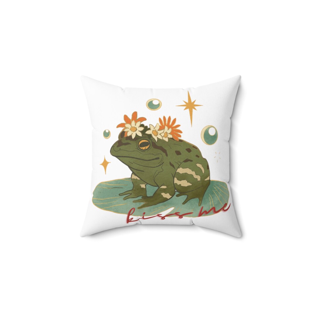 Cute Frog Pillow, Decorative Pillow, Frog, Bedding, Square Pillow, Home ...