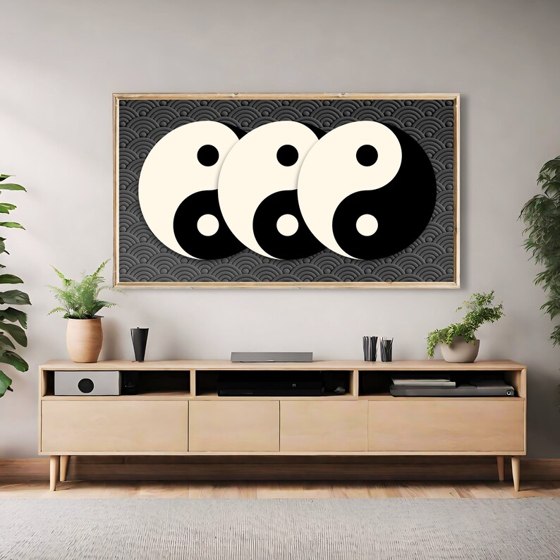 Triple Yin and Yang Landscape Tv Frame Tv Art Yin and Yang Art Ying ...