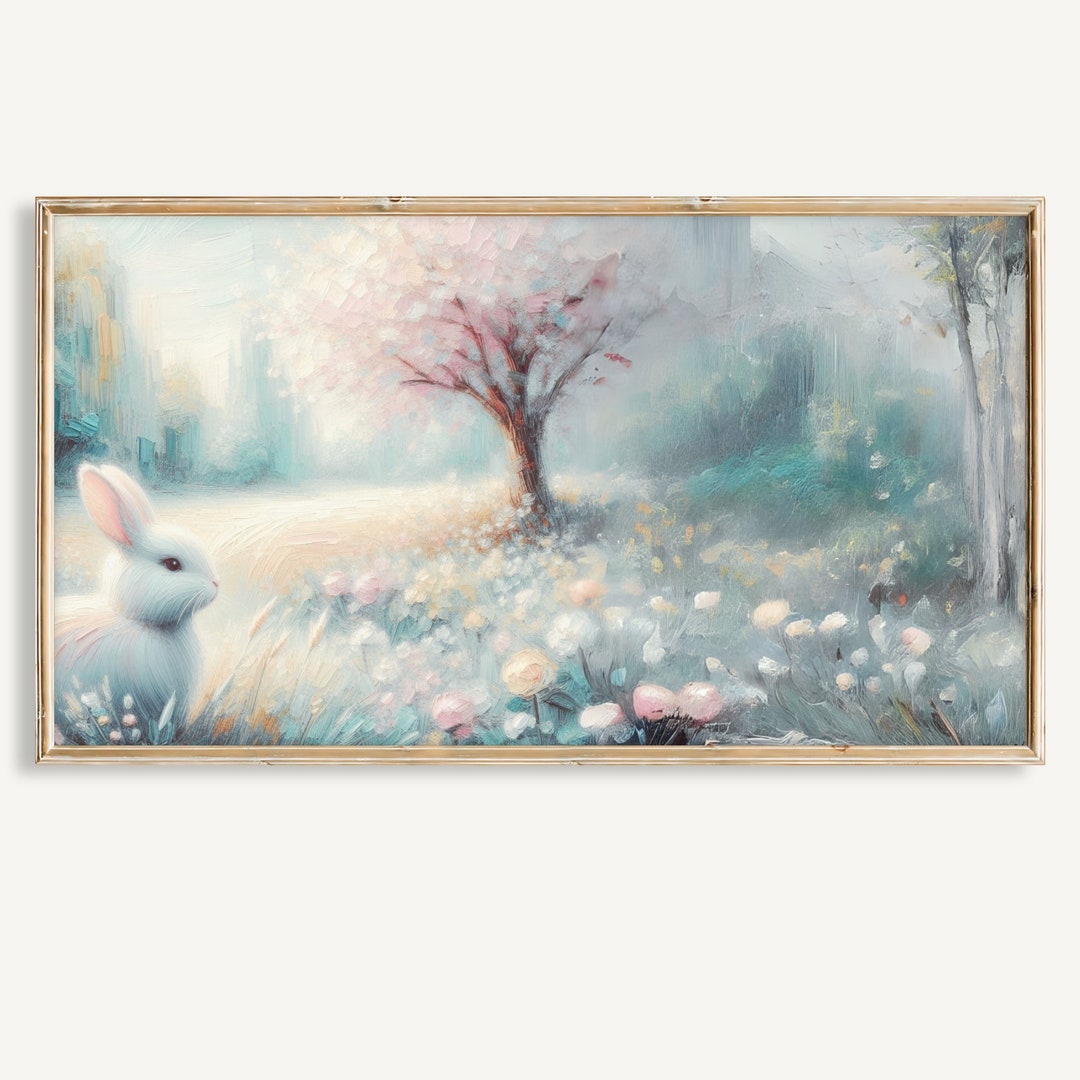 Bunny Pastel Landscape Tv Frame Tv Pastel Lanscape Tv Spring Art Muted ...
